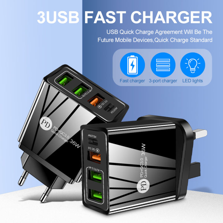 QC3.0 20W Fast Charger 3USB Charging Port | Daraz.com.bd