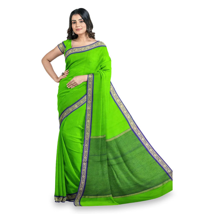 Tangail Tat Multi-Color Half Silk Saree with Running Blouse Piece For ...