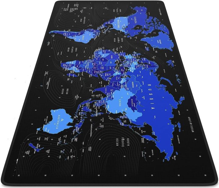 Office Gaming Mouse Pad - Multicolor-blue world map- Gaming Big Size ...
