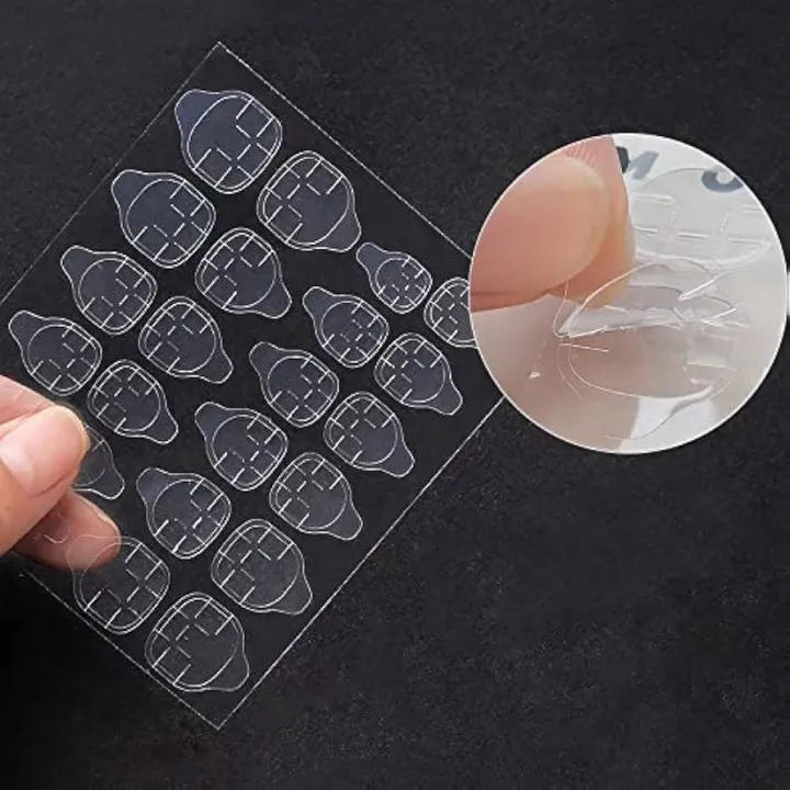 5 Sheets (120Pcs) Double-Side Nail Glue Sticker, EBANKU Nail Glue Jelly ...