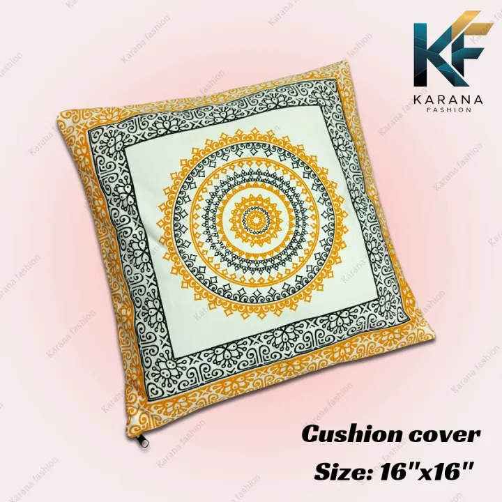 Nakshi design premium print cotton fabric and zipper facility Cushion ...