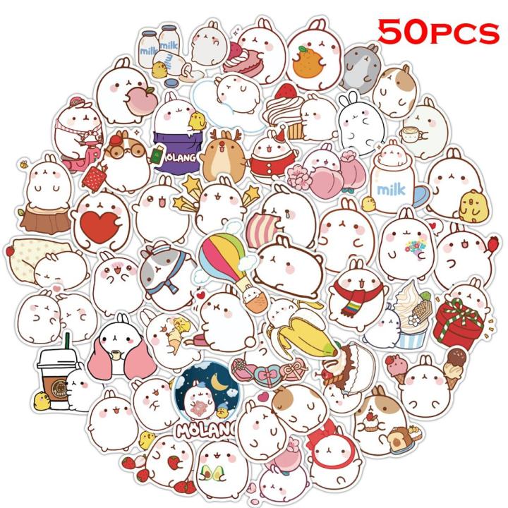 【happy one】50pcs Cute Rabbit Molang Sticker Sticker DIY Mobile Case ...