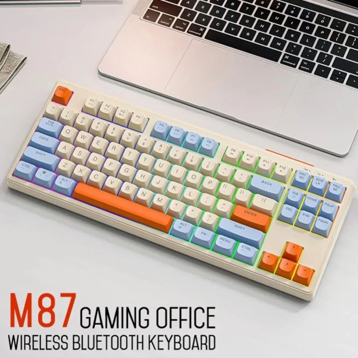 M87 Bluetooth 2.4Ghz Wireless Mechanical Keyboard 87 Keys Dual Mode PBT ...