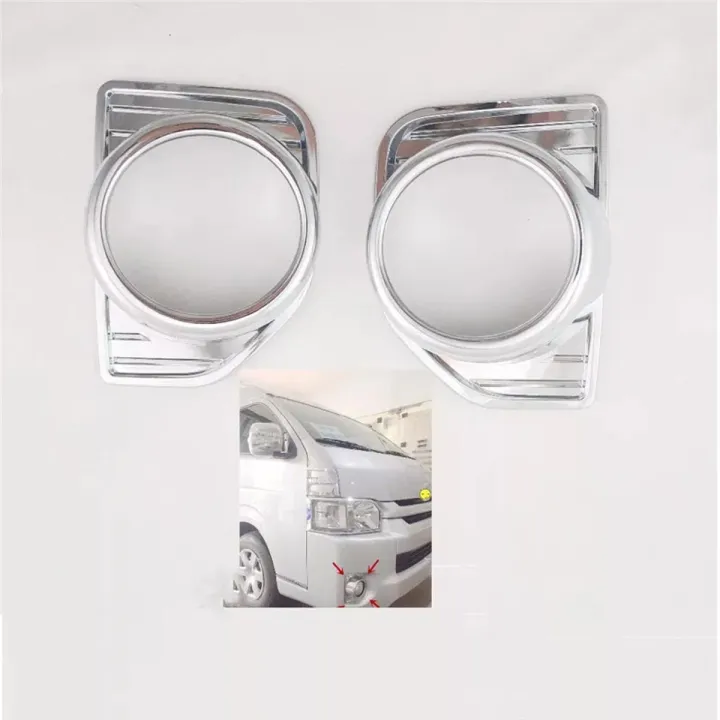 Chrome Front Fog Light Cover Trims Head Fog Lamp Frame For toyota hiace ...