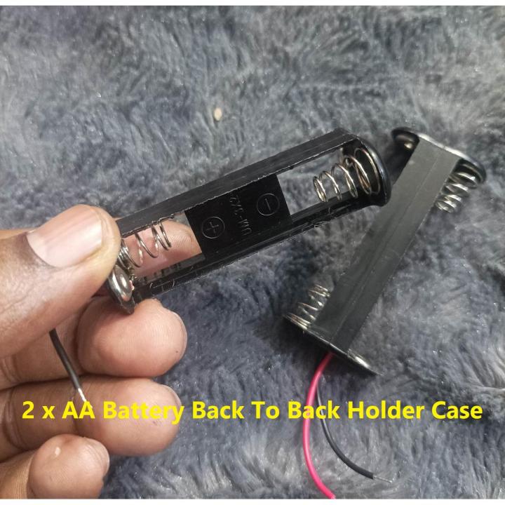 2Pcs- 2Slot 2 x AA Battery Back To Back Holder Case Box With Cables ...