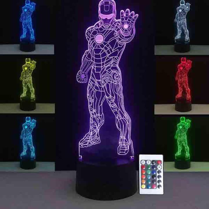 【Hey my home】Superhero Iron Man Mask 3D Night Light Mood Lamp 7 USB Led ...
