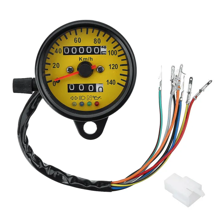 Universal Motorcycle Dual Odometer Speedometer Gauge Meter LED ...