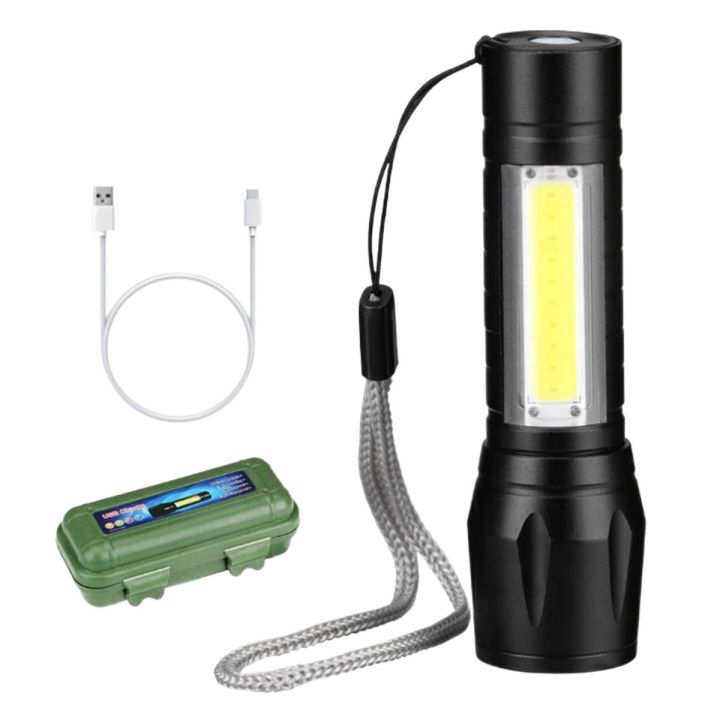 Rechargeable LED Flashlights Torch USB Portable Torches 3 Modes Zoom ...