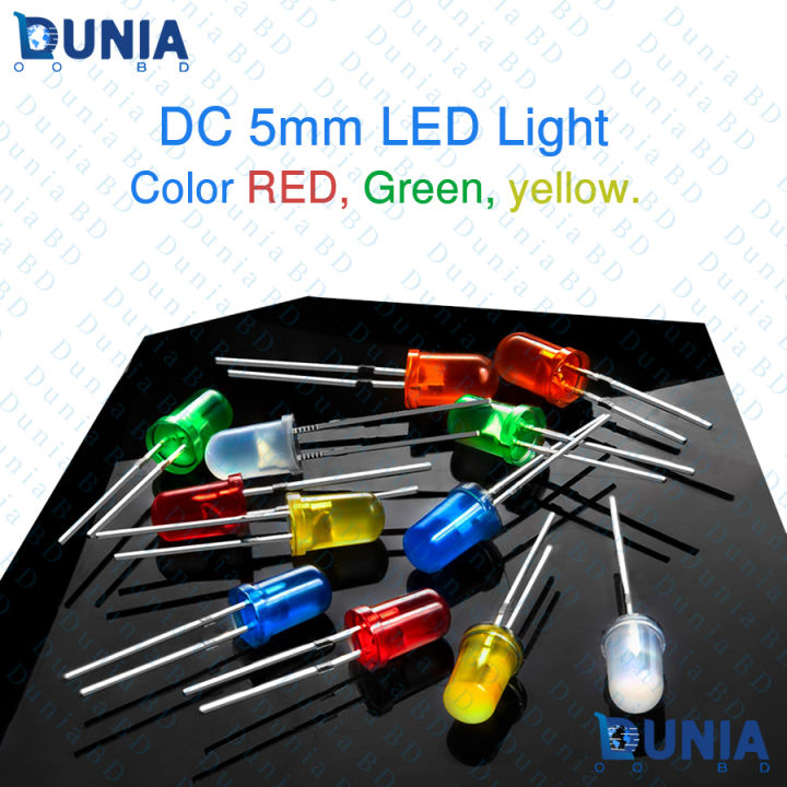 5mm DC LED Lights Colored Lens Diffused Round DC 1.8 to 3V Lighting ...