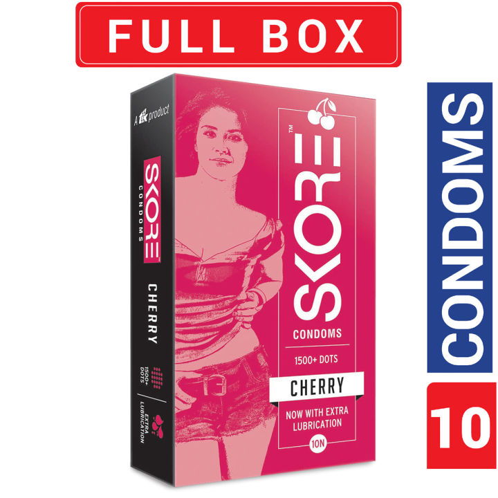 Skore_Cherry Flavored 1500 Dots Condoms With Extra Lubrication - 10pcs Single Pack - Condom ...