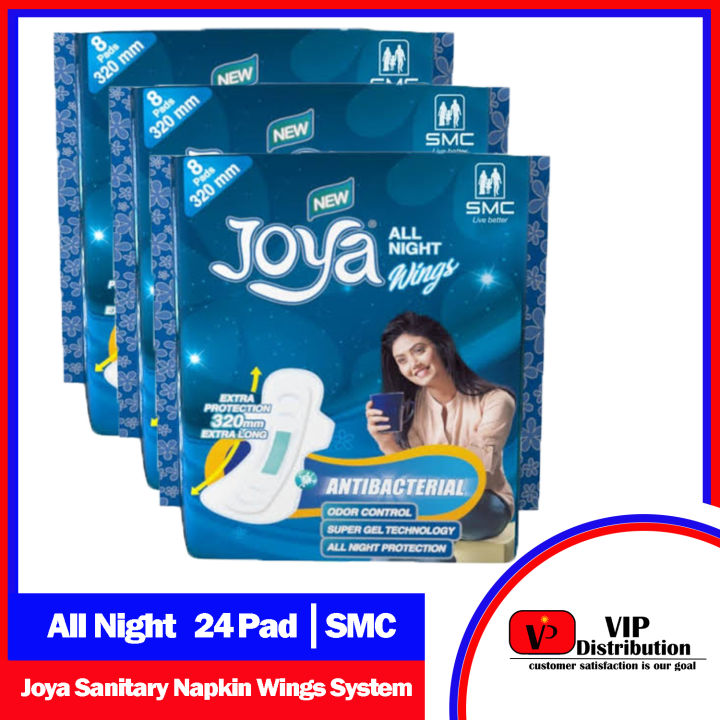 Joya Sanitary Napkin - Wings All Night - 8 Pads Pack - Panty/Wings ...