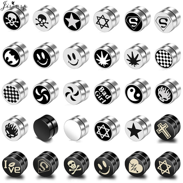 Strong magnet magnetic gothic punk male earrings stainless steel ...