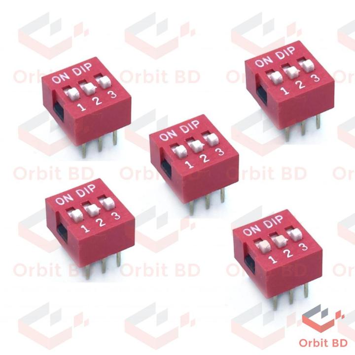 3Pcs 3 Position DIP Switch 2.54mm Pitch Horizontal DIP Switch Three Positions Piano Type Dial ...