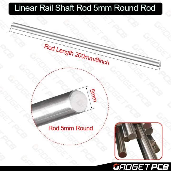 Linear Rail Shaft Rod 5mm Round Rod Length 200mm / 8 Inches 5mm Rod ...