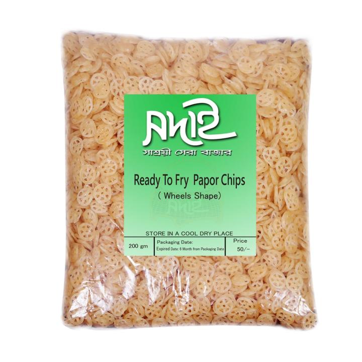 Ready to fry Wheel Shape Papor Chips -Crunchy Papad -Chips -Snacks ...
