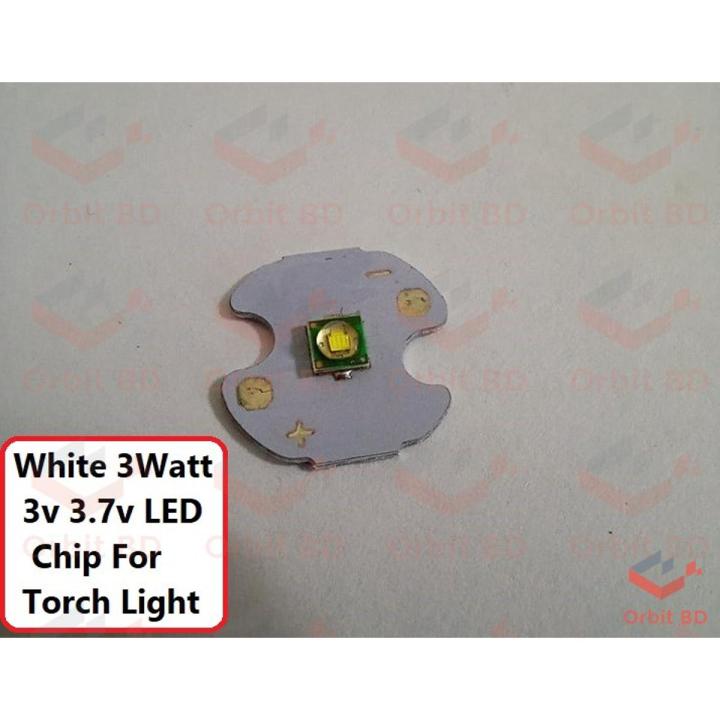 White 3Watt LED Chip 3.1v 3.7v 3W With Metal Plate Heatsink Heat Sink ...