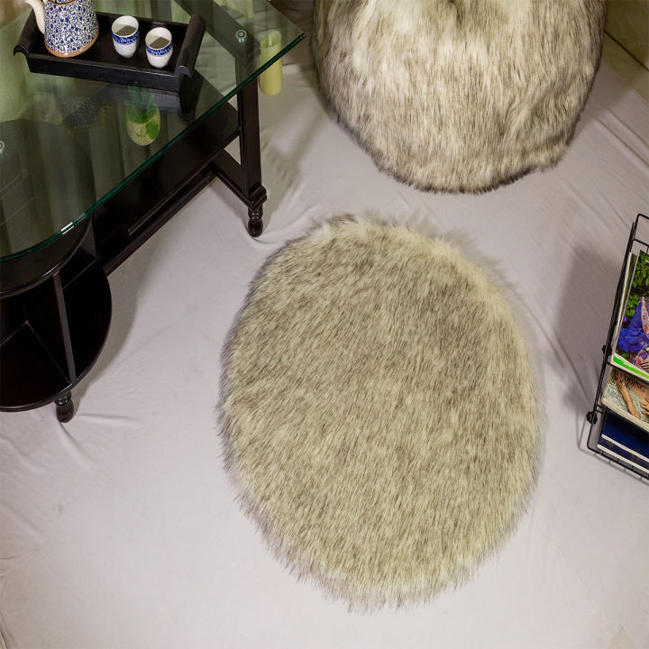 Bean Bag BD-Korean Premium Faux Fur Rug_White Blackish Colour_80cm ...