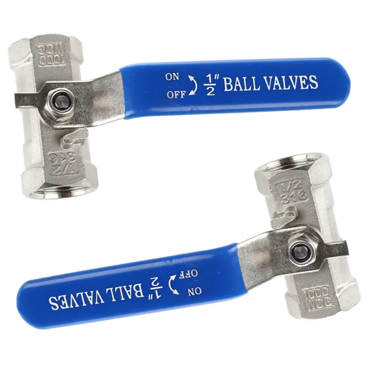 2X 1/2 Inch Lever Female/Female Ball Valves Long Handle 316 Stainless ...