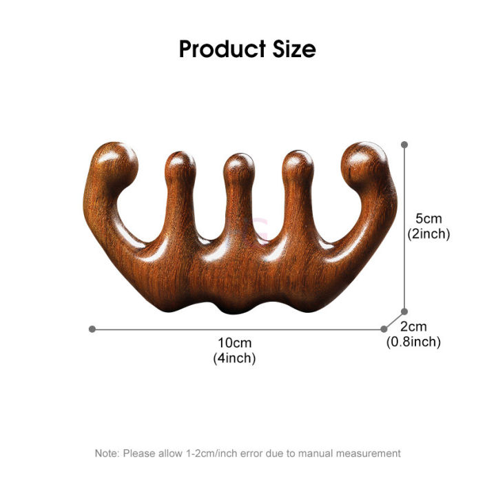 HEGRUS Sandalwood Wooden Comb Five Scalp Relaxation Scraping Meridian ...