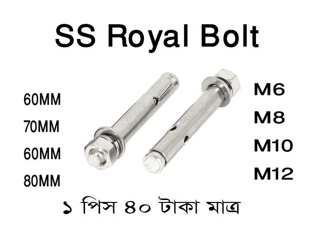 SS Royal Bolt Silver Expansion Bolts Good for Concrete Dry Brick Block ...