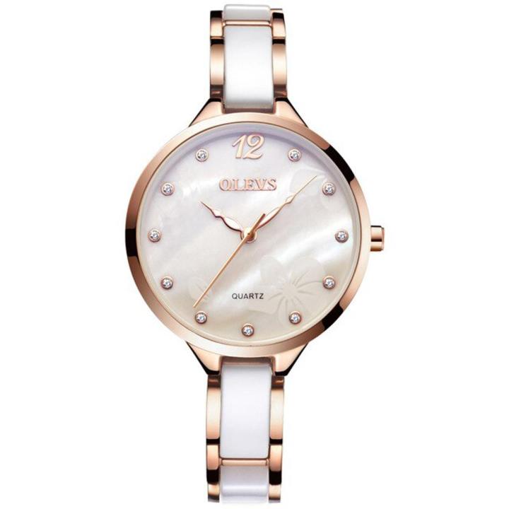 Olevs 5872 White Stainless Steel Analoge Wrist Watch For Women | Daraz ...