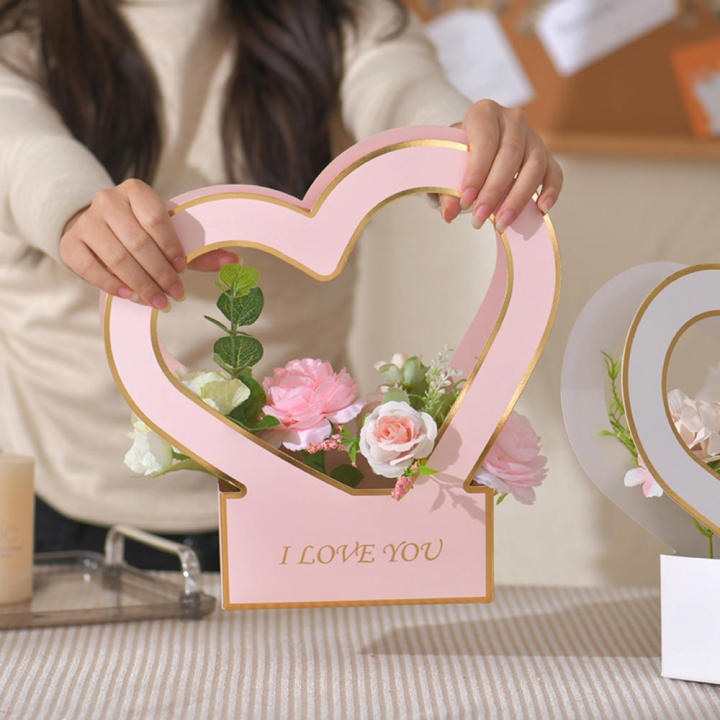 Solid Color Heart Flower Box Good Quality White Cardboard Romantic ...