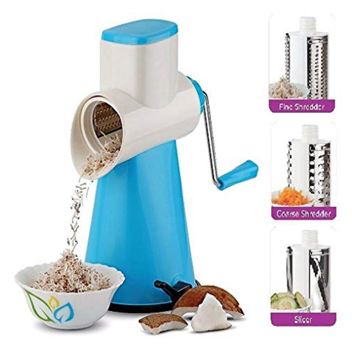 4 In 1 Multi-Functional Plastic Drum Rotary Vegetable Cutter, Shredder ...