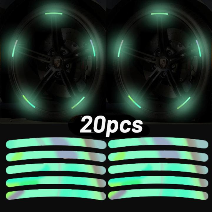 20 Pc set Car Wheel Sticker Reflective Stripe Waterproof Car Wheel Hub ...