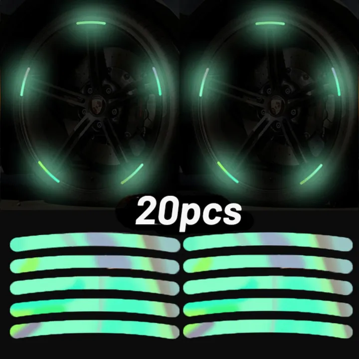 20 Pc set Car Wheel Sticker Reflective Stripe Waterproof Car Wheel Hub ...