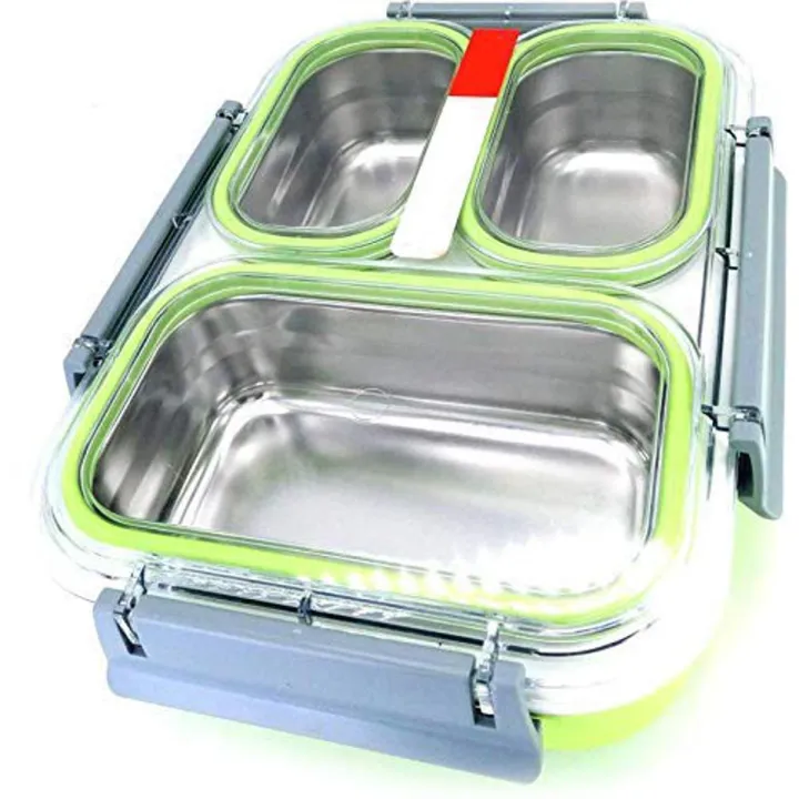 3 Compartment Stainless Steel Lunch Box | Daraz.com.bd