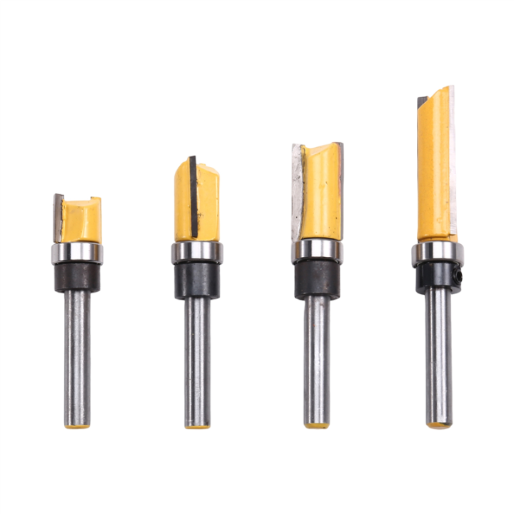 4Pcs 6.35mm Shank Straight Bit Tungsten Carbide Double Flute Router ...