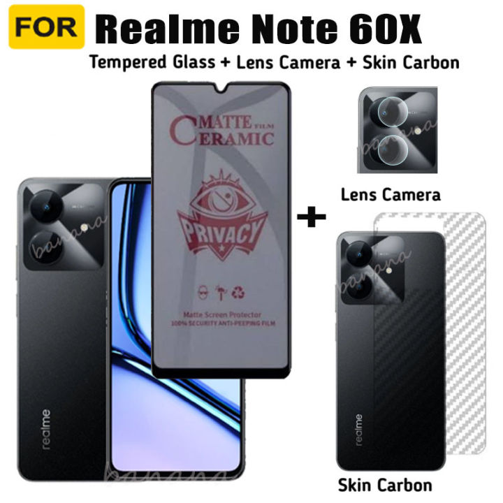 For Realme Note 60X Privacy Tempered Glass Realme Note 60 50 C61 C63 C75 Screen Protector+Camera ...