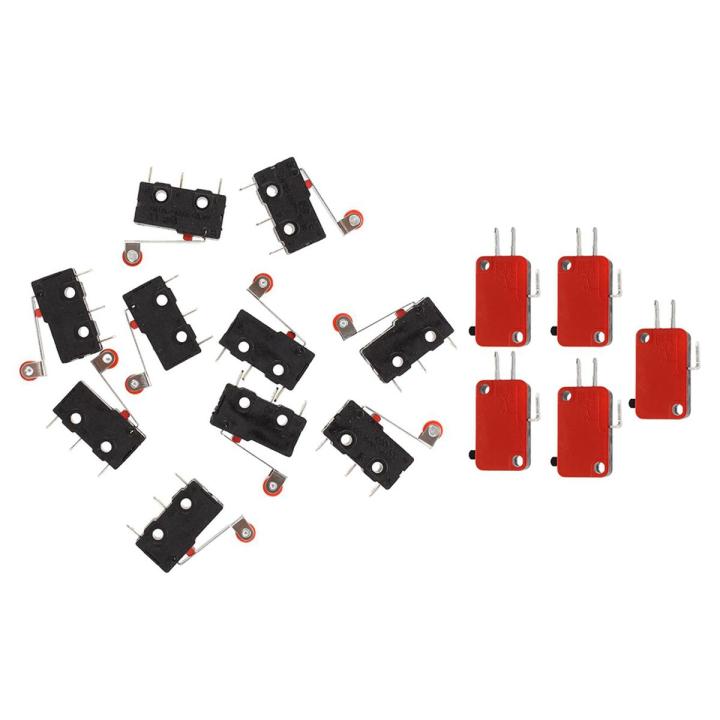 Practical product 10 Pcs Micro-Limit Switch Roller Lever Arm SPDT Snap Action & 5x 15A 250VAC 4A ...