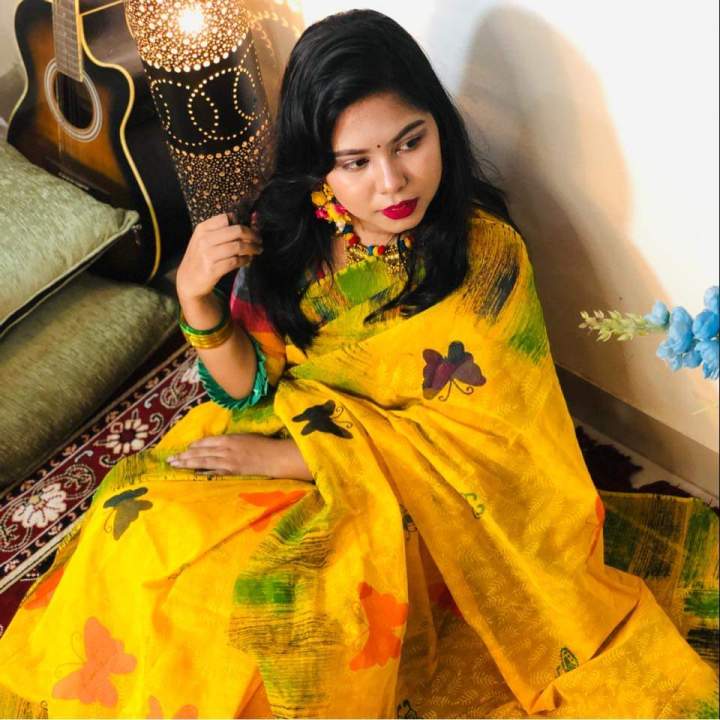Exclusive Designer Hand Print Resom silk Saree / Resom suti Saree Super ...