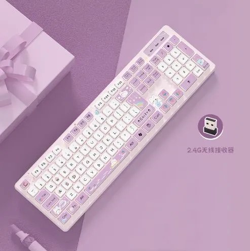 Kawaii wired keyboard milk tea rabbit cute pink cute chocolate wired ...