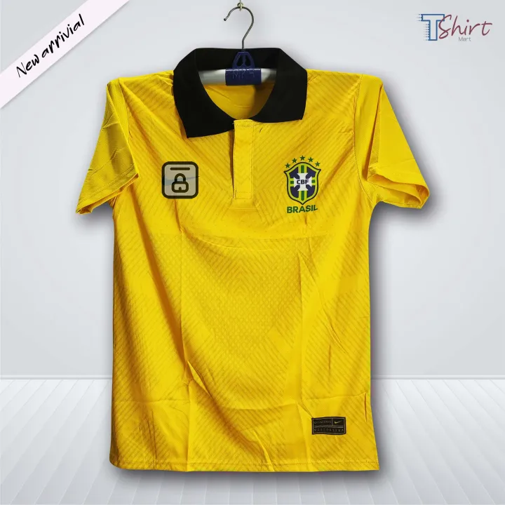 Brazil Short Sleeve Polo Football Jersey For Men - Half Sleeve Polo ...