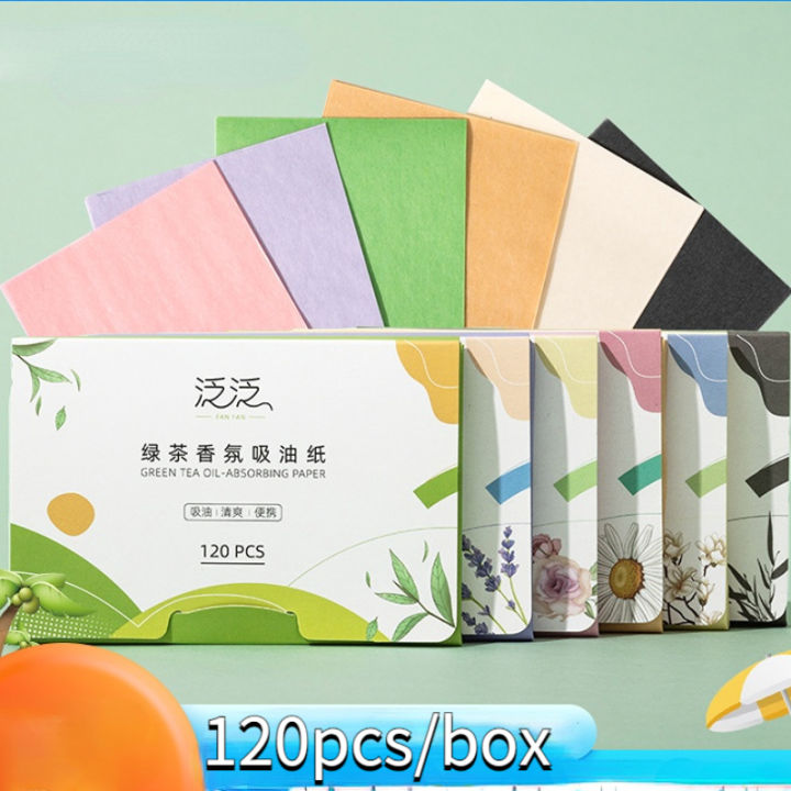 100-120pcs/box Rose Facial Absorbent Paper Oil Control Wipes Green Tea ...