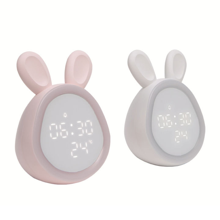 Kids Cute Rabbit Alarm Clock With Night Light Stepless Dimming Led ...