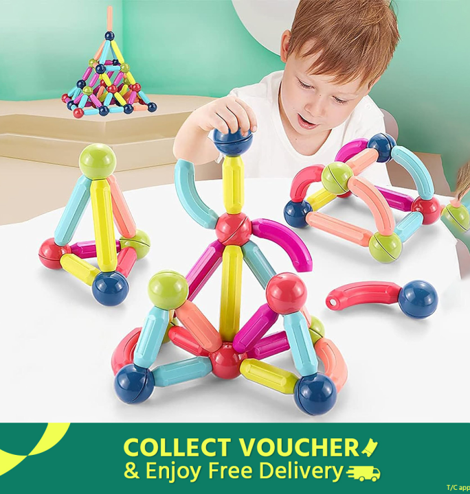 Magnetic Stick, Balls and Rods Set, Building Blocks, STEM Stacking Toys, Educational Toys for ...