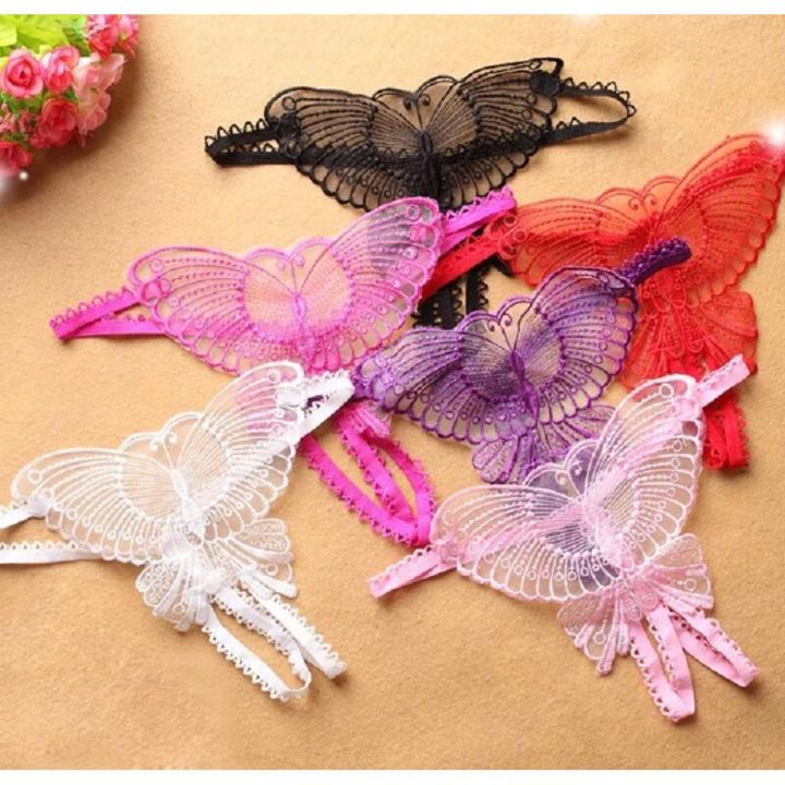 Lace Butterfly Thongs Lady Seamless Crotch Panties Open Underpants ...