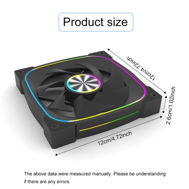 12cm ARGB Chassis Fan Desktop Case Cooling Temperature Controlled ...