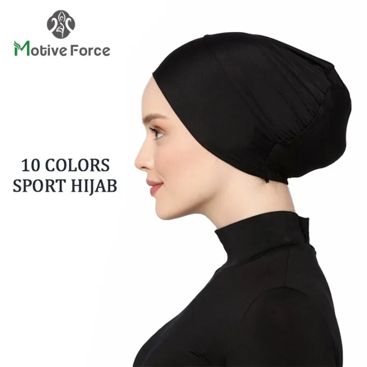 Islamic Black Sport Modal Hijab Undercap Muslim Abaya Hijabs For Woman ...