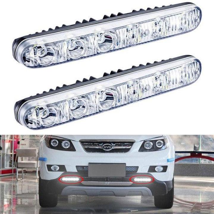 2 Pcs 12V 6 Led Daytime Running Light Universal Drl Kit Day Light Auto ...