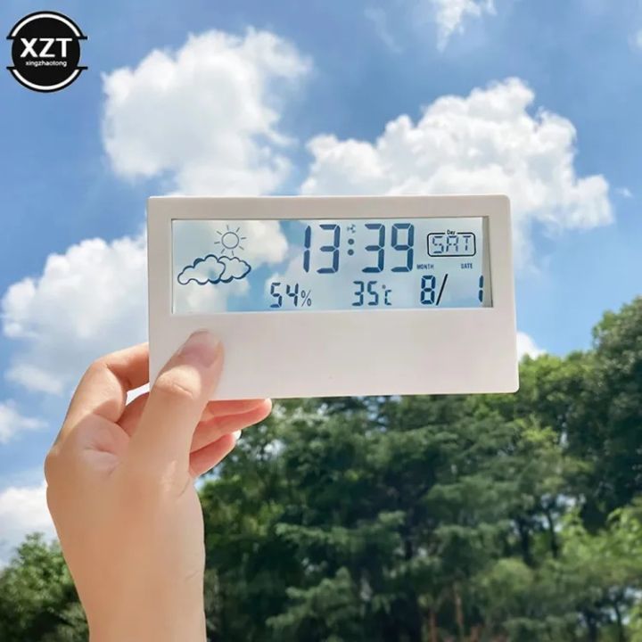 LCD Desktop Alarm Clock Transparent Calendar Weather and Digital ...