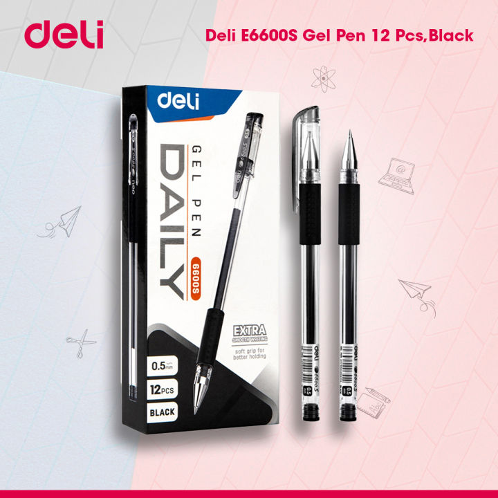Deli E6600S Gel Pen 12 Pcs,Black | Daraz.com.bd