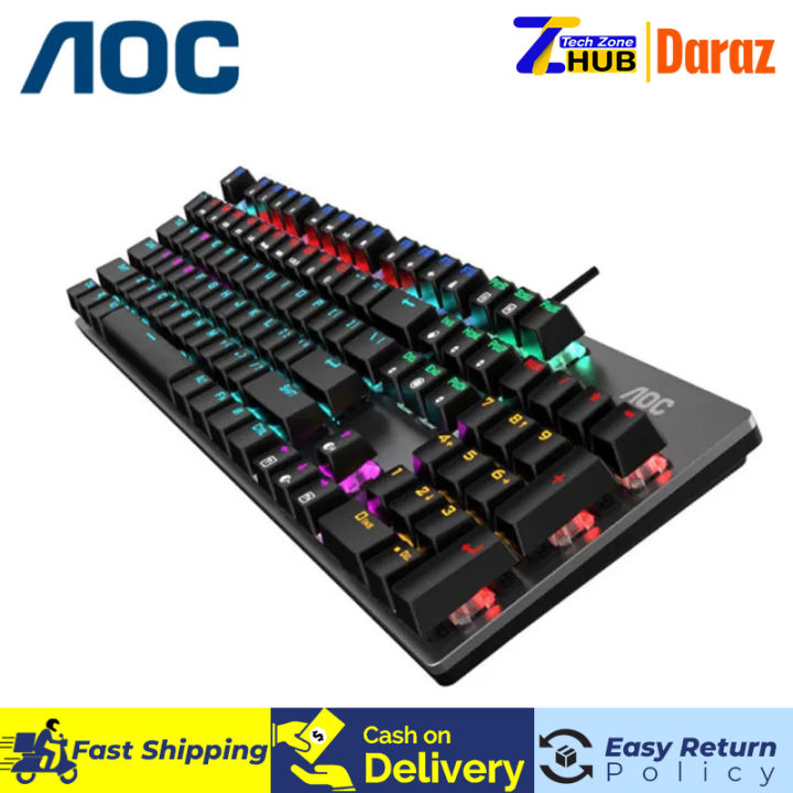 AOC Gaming Keyboard | Mechanical Switch | 104 key Blue Switch (GK410 ...