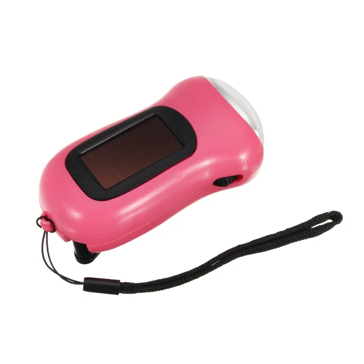 Solar Powered Hand Crank Flashlight Sports Rechargeable LED with Clip ...