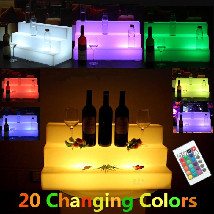 40" 2 Step LED Lighted Glowing Liquor Bottle Display Shelf Home Back ...