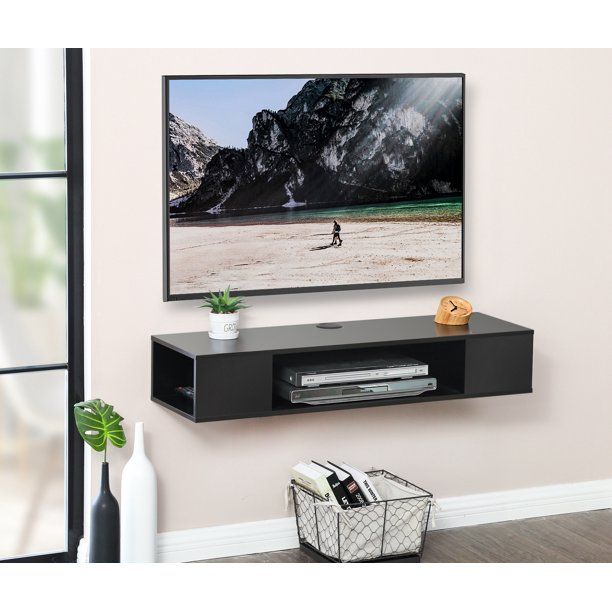 Modern Wall Mounted Media Console Floating TV Stand Shelf, Wall Mounted ...