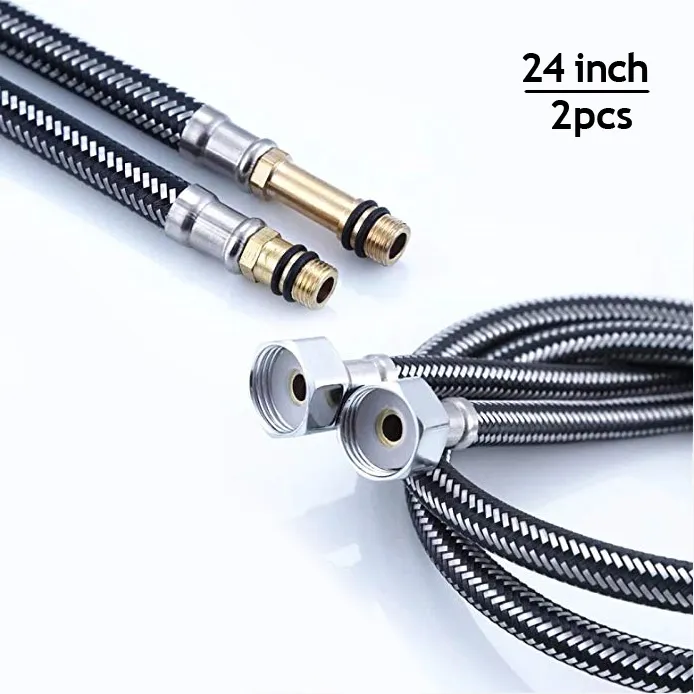 24" Stainless Steel 1/2" Basin Hot & Cold Mixer Connection Pipe - 2pcs ...